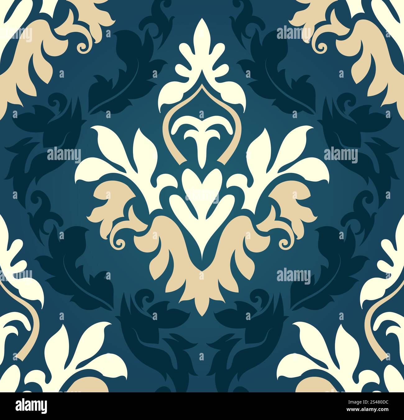 Damask seamless pattern from floral and swirl elements. Vector ...