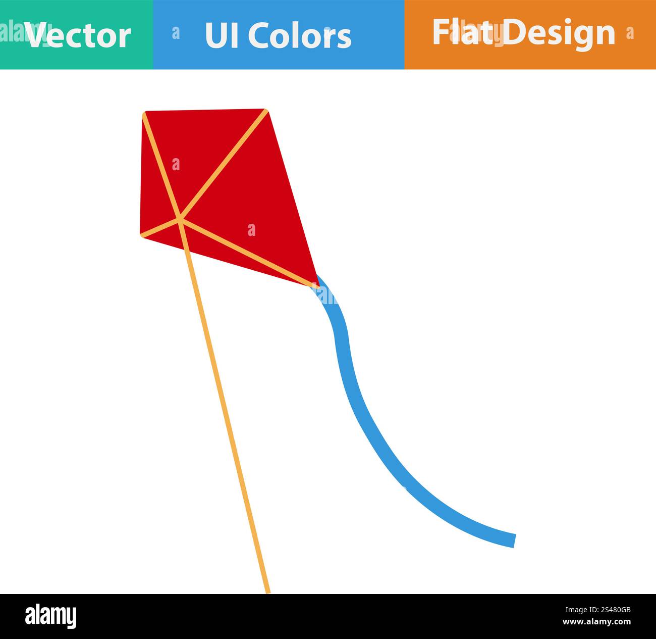 Flat design icon of kite in sky ui colors. Vector illustration Stock ...
