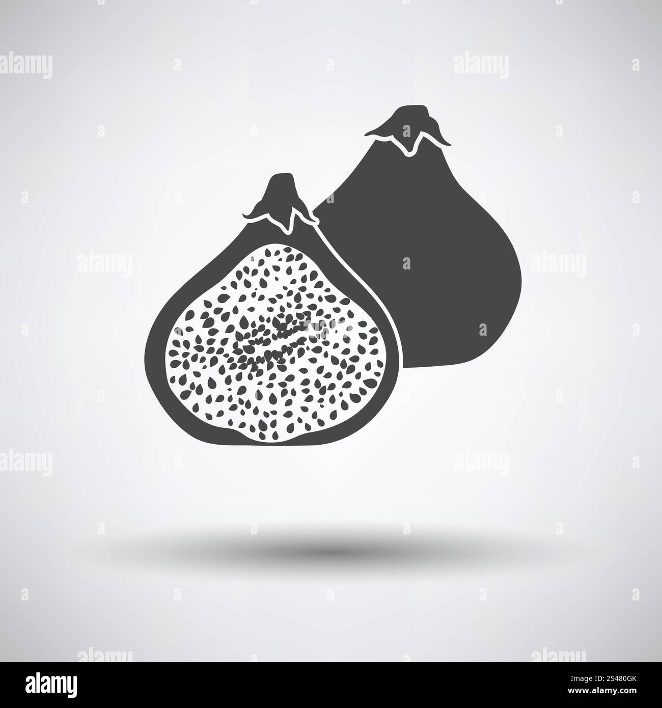 Fig fruit icon on gray background with round shadow. Vector ...