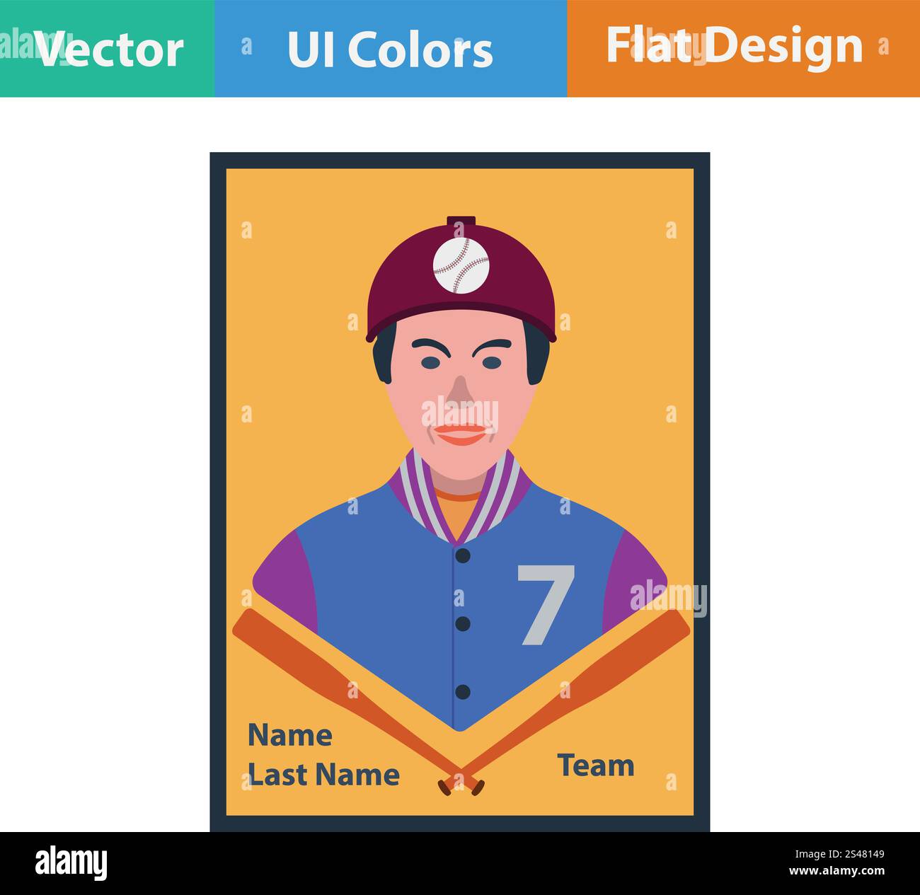 Baseball card icon. Flat design. Vector illustration Stock Vector Image ...