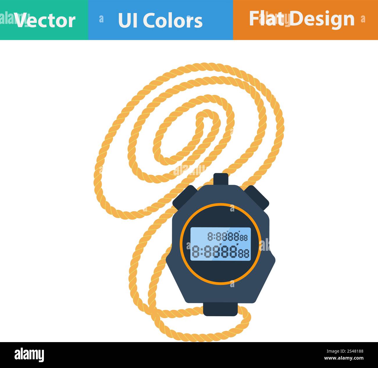 Flat design icon of stopwatch in ui colors. Vector illustration.. Flat ...