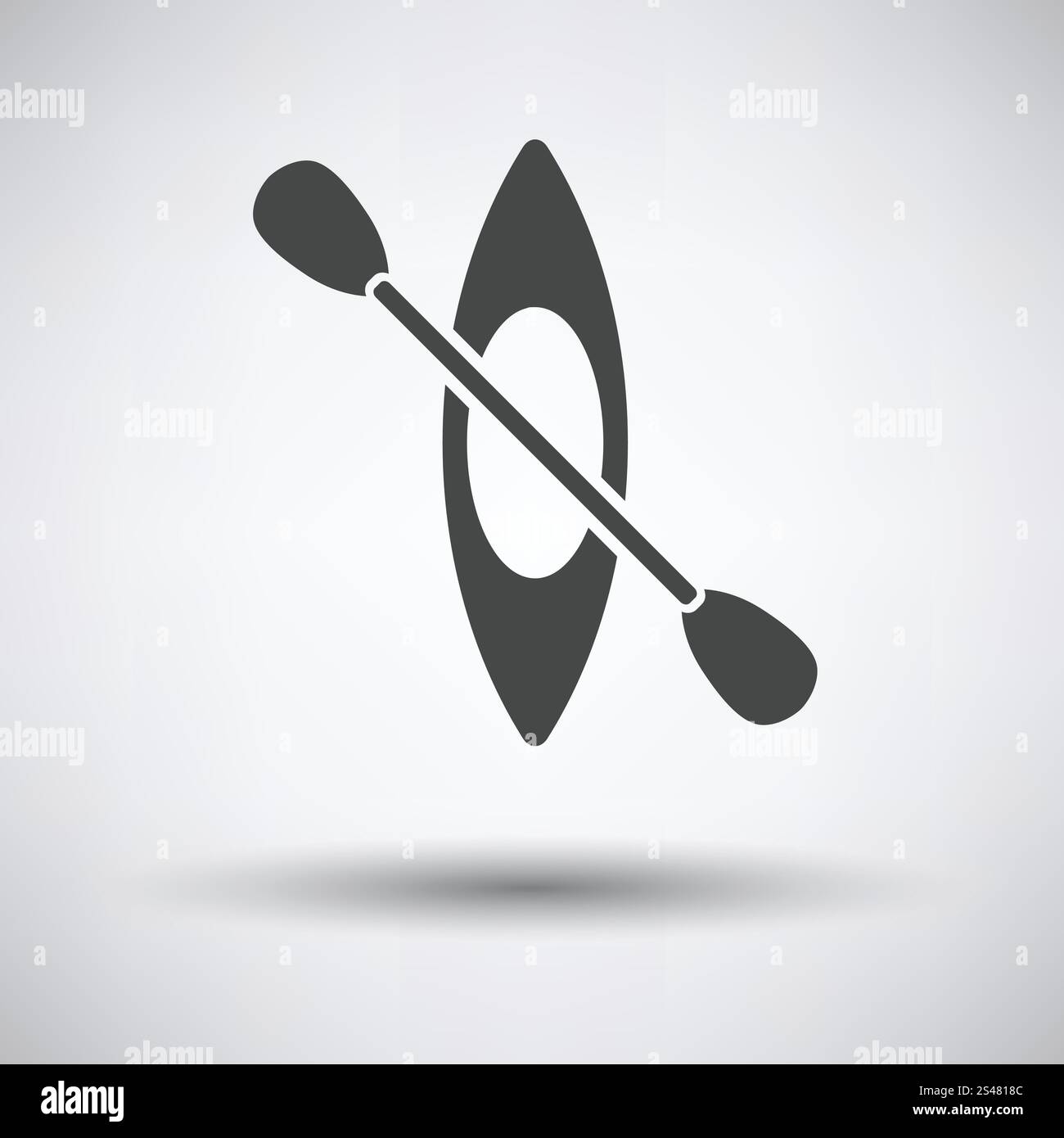Kayak and paddle icon on gray background with round shadow. Vector ...