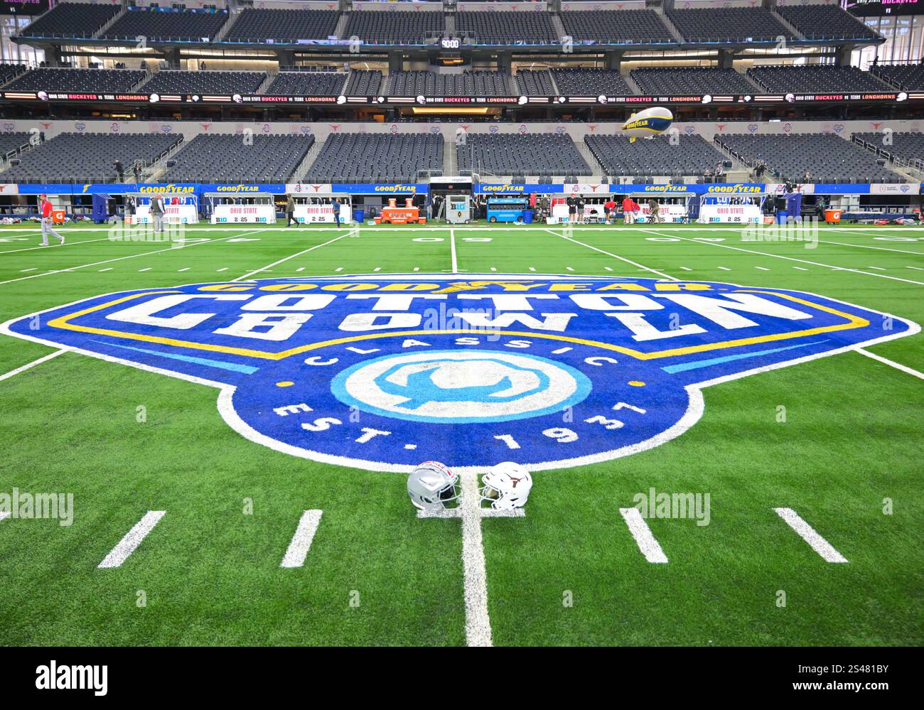 Waco, Texas, USA. 10th Jan, 2025. Both team's helmets with the cotton ...