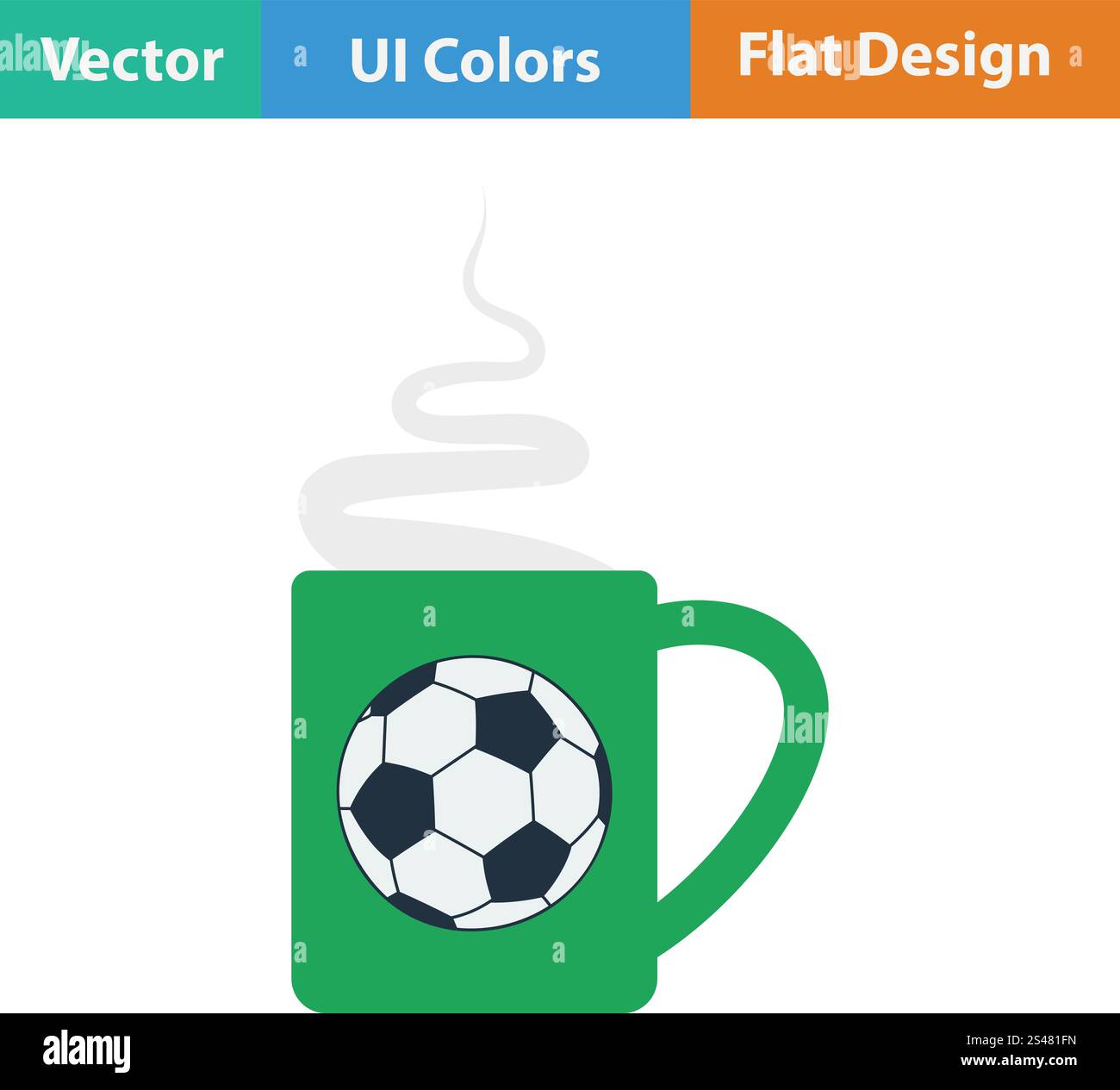 Football fans coffee cup with smoke icon. Flat design in ui colors ...