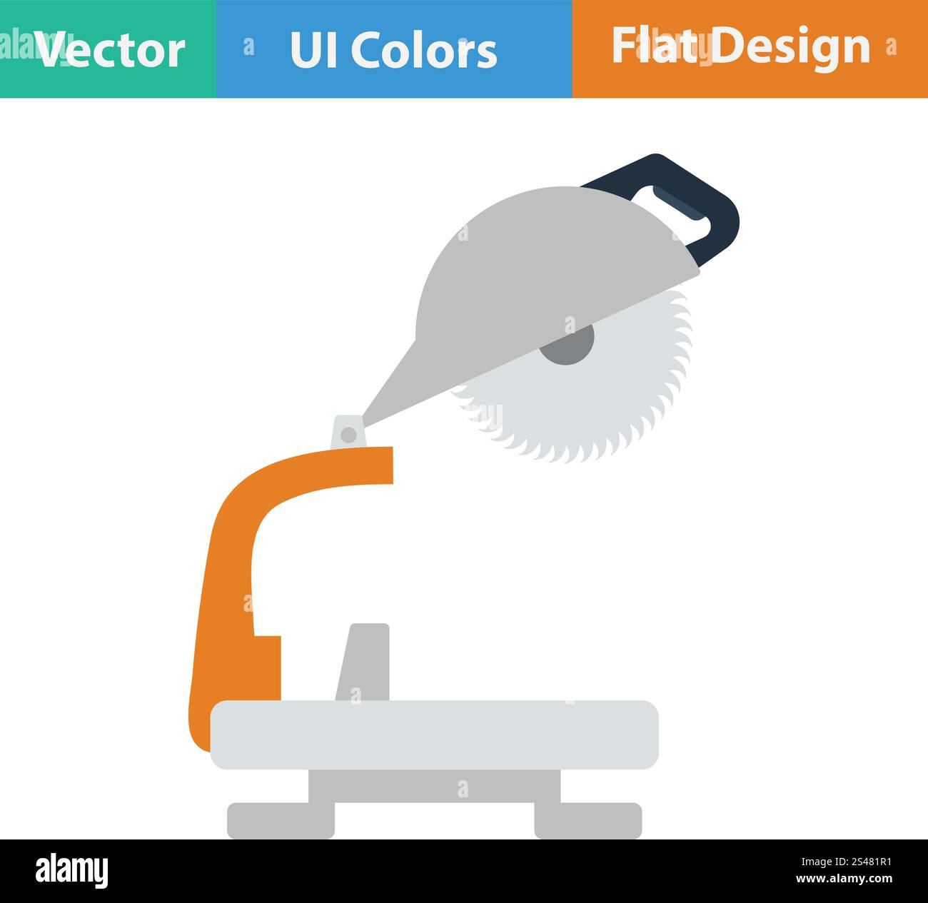 Flat design icon of circular end saw in ui colors. Vector illustration ...