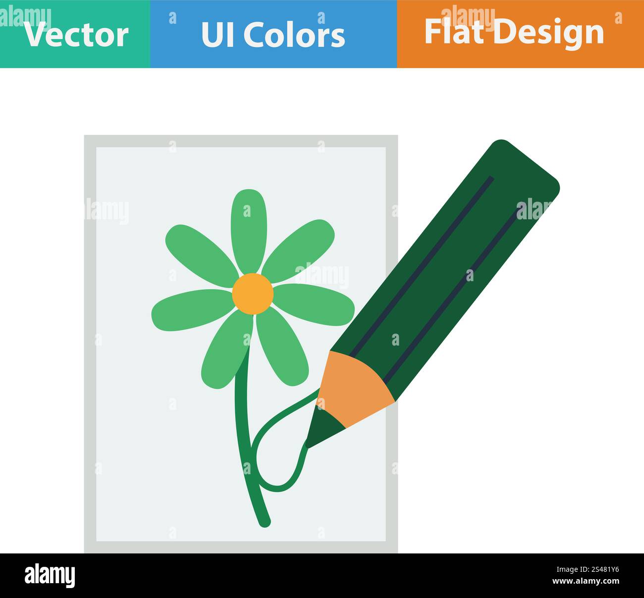 Flat design icon of Sketch with pencil in ui colors. Vector ...