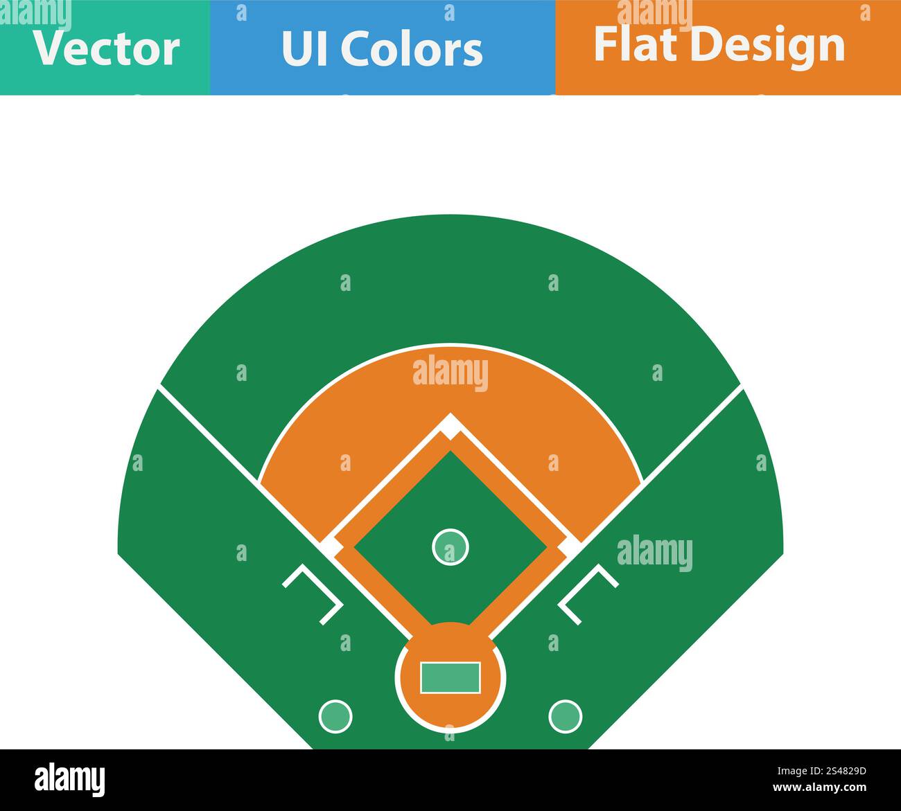 Baseball field aerial view icon. Flat design. Vector illustration Stock ...