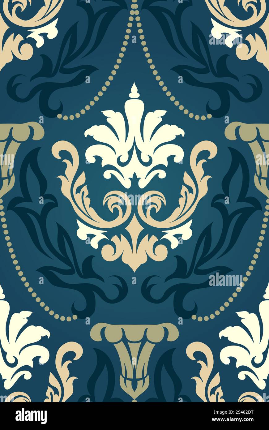Damask seamless pattern from floral and swirl elements. Vector ...
