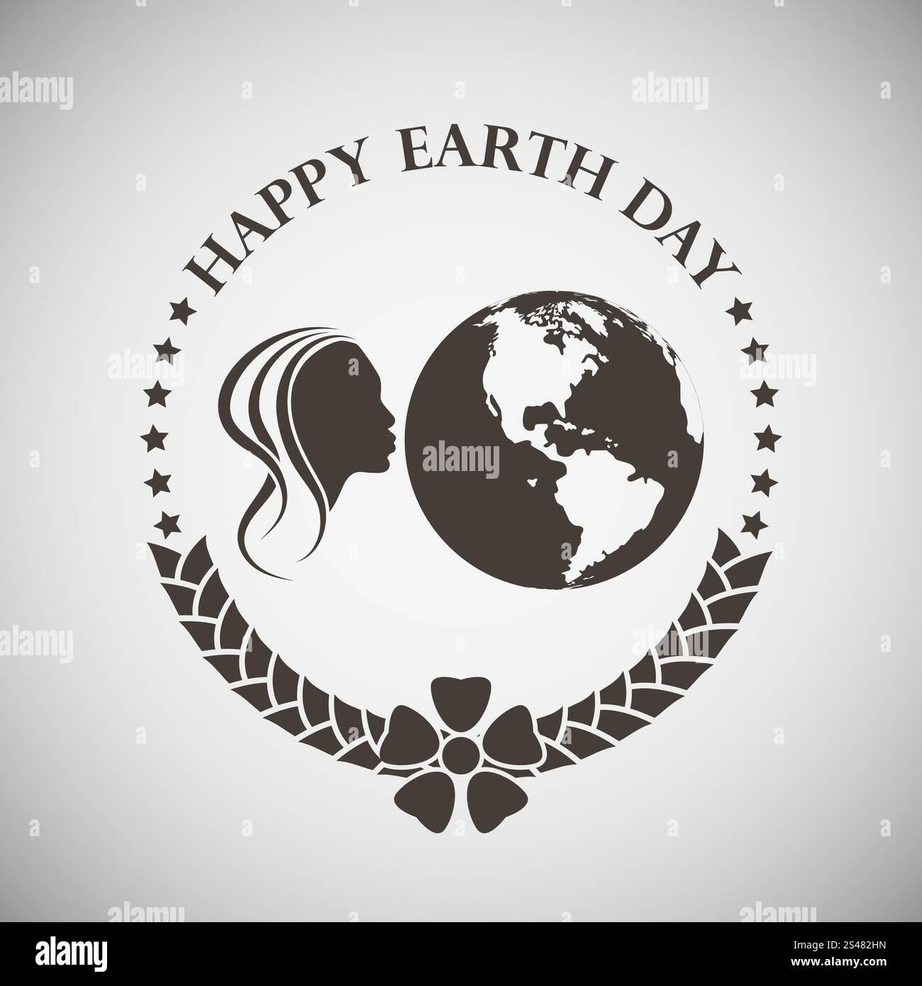 Earth day emblem with girl kissing planet. Vector illustration Stock ...
