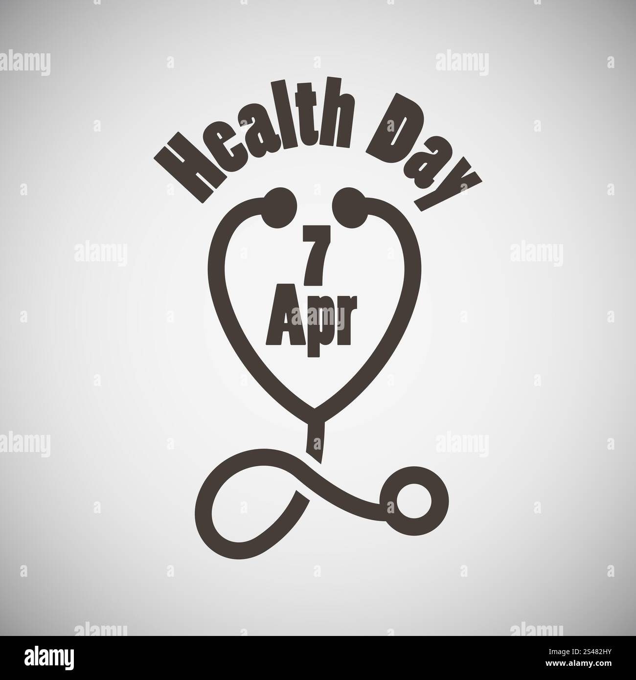 Health day emblem with stethoscope on grey background. Vector ...