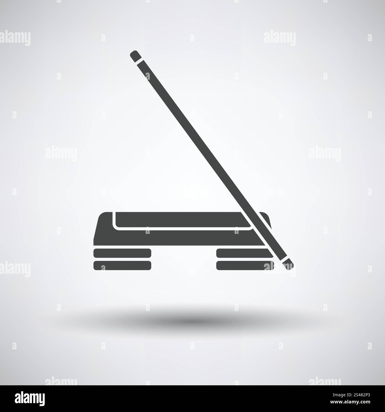 Step board and stick icon on gray background with round shadow. Vector ...