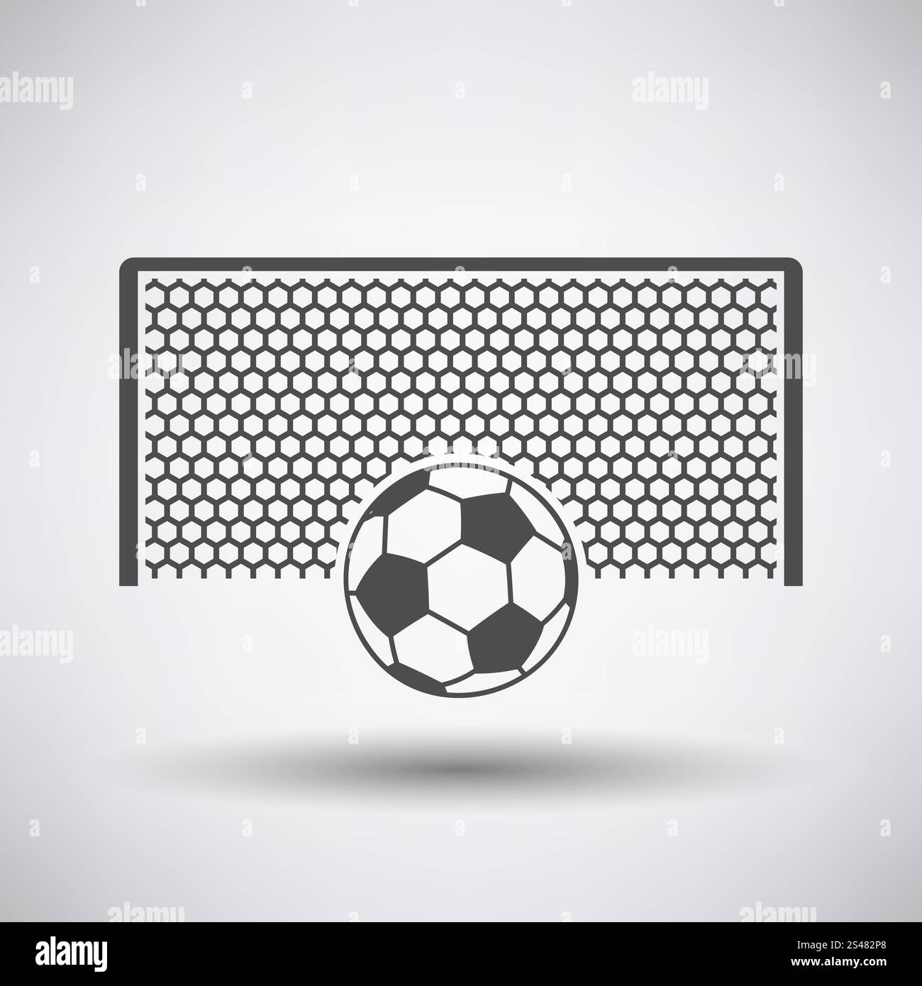 Soccer gate with ball on penalty point icon on gray background with ...