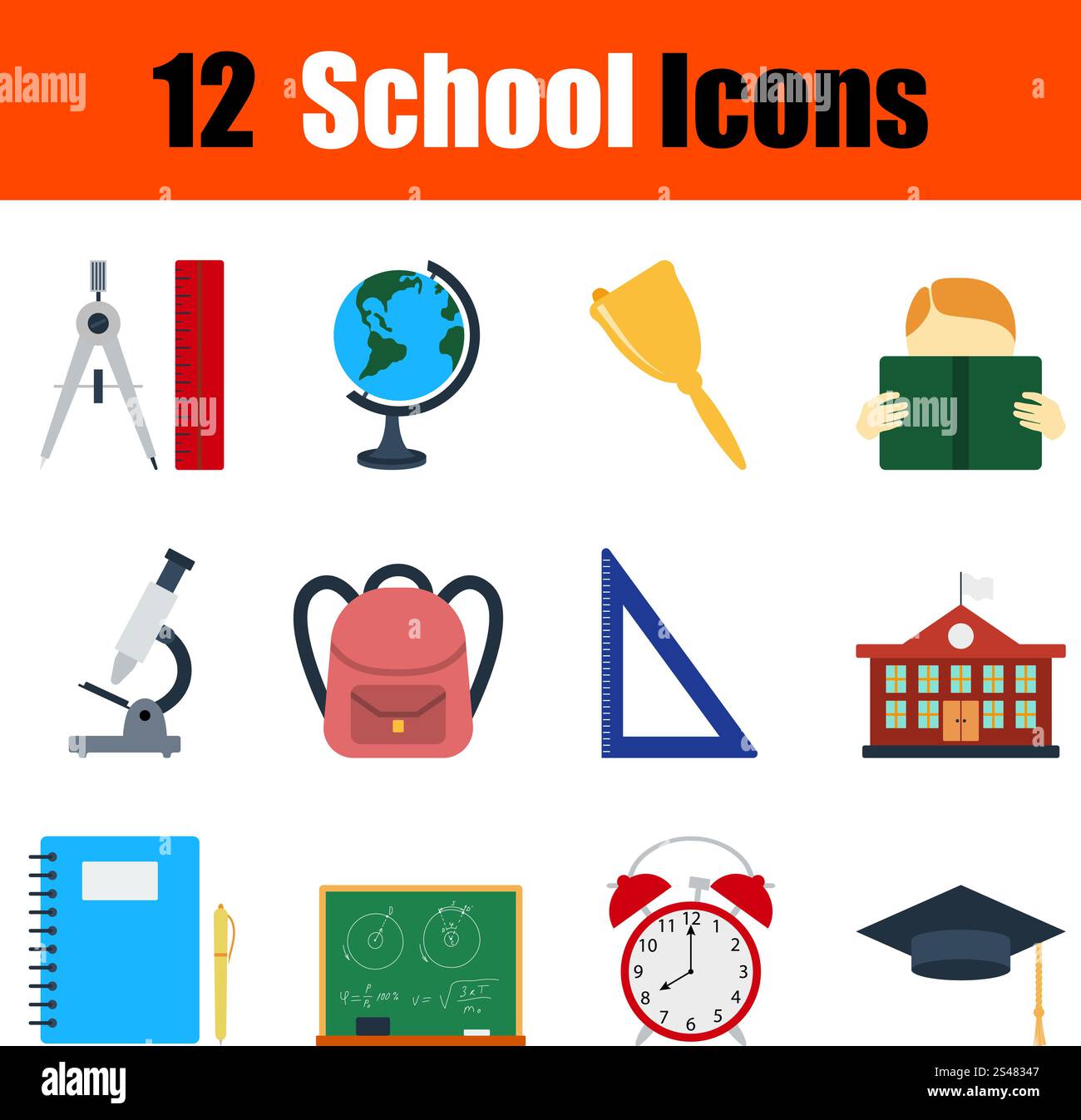 Flat design education icon set in ui colors. Vector illustration Stock ...