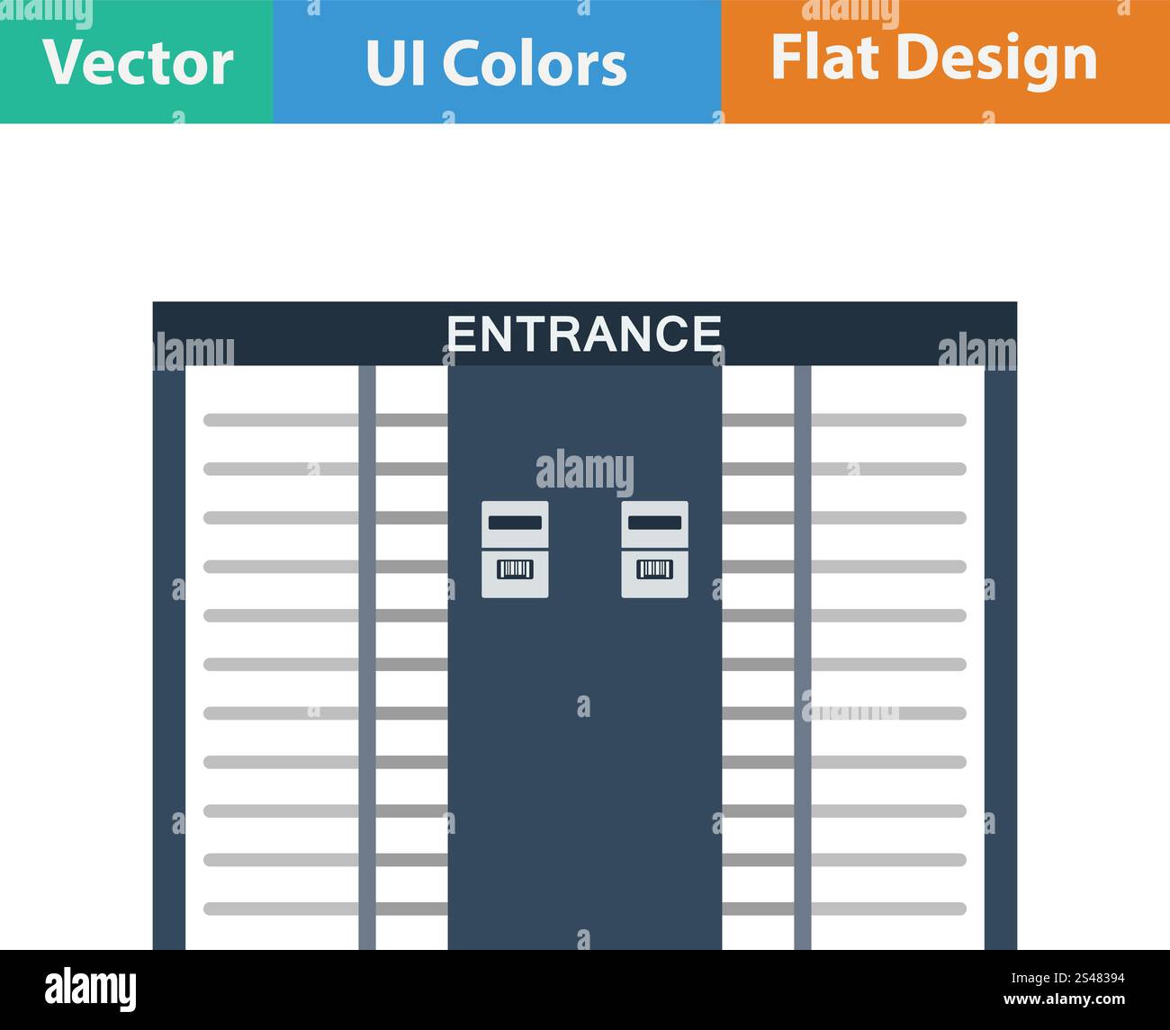 Stadium entrance turnstile icon. Flat design in ui colors. Vector ...