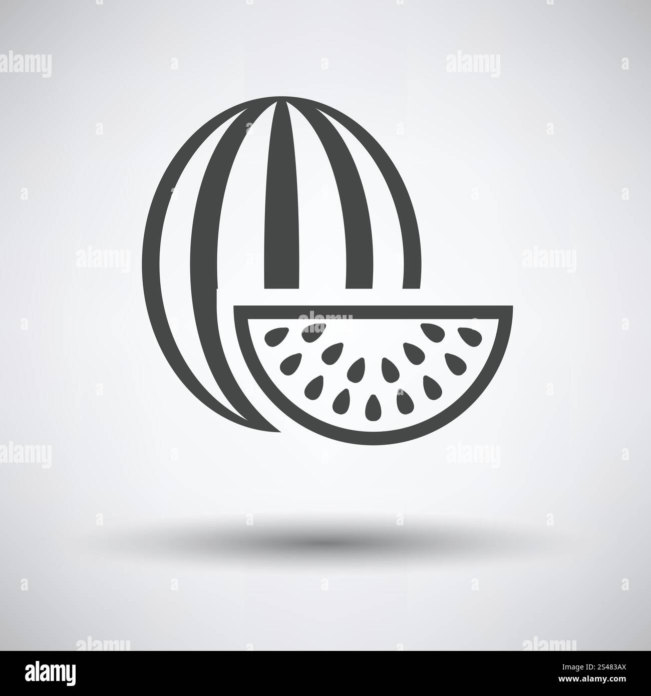 Watermelon icon on gray background with round shadow. Vector ...