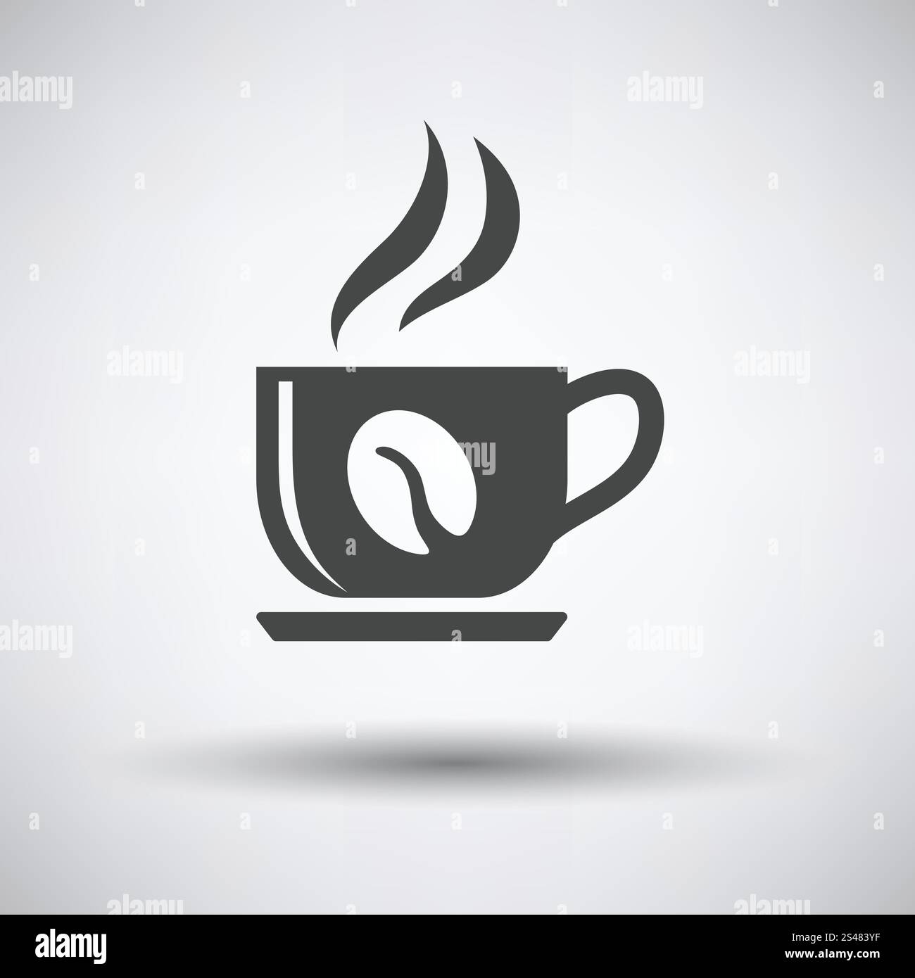Coffee cup icon. Coffee cup icon on gray background with round shadow ...