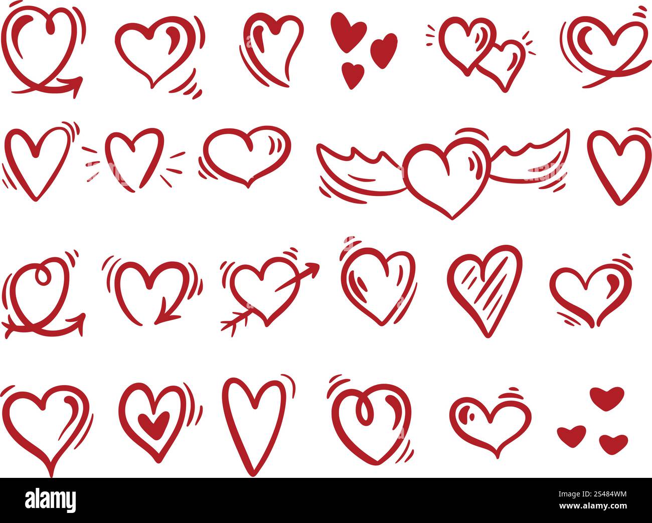 Red doodle hearts set Vector graphics Stock Vector Image & Art - Alamy