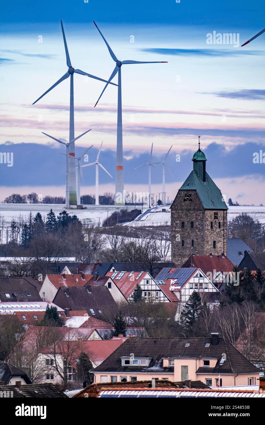 The town of Lichtenau, a self-proclaimed energy town, wind farm, over ...