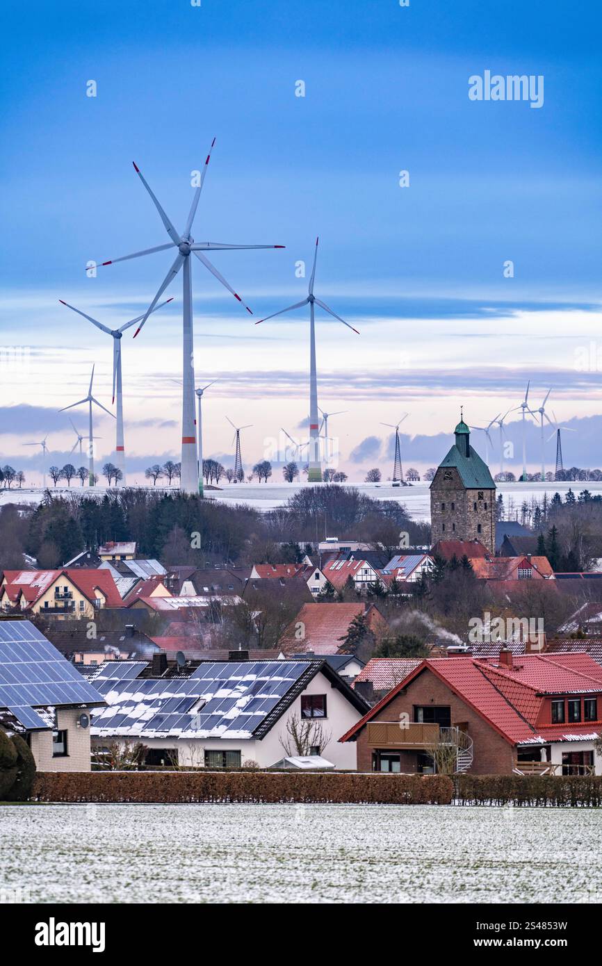The town of Lichtenau, a self-proclaimed energy town, wind farm, over ...