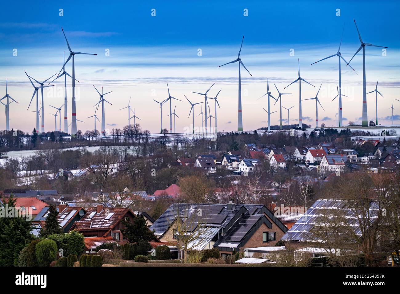 The town of Lichtenau, a self-proclaimed energy town, wind farm, over ...