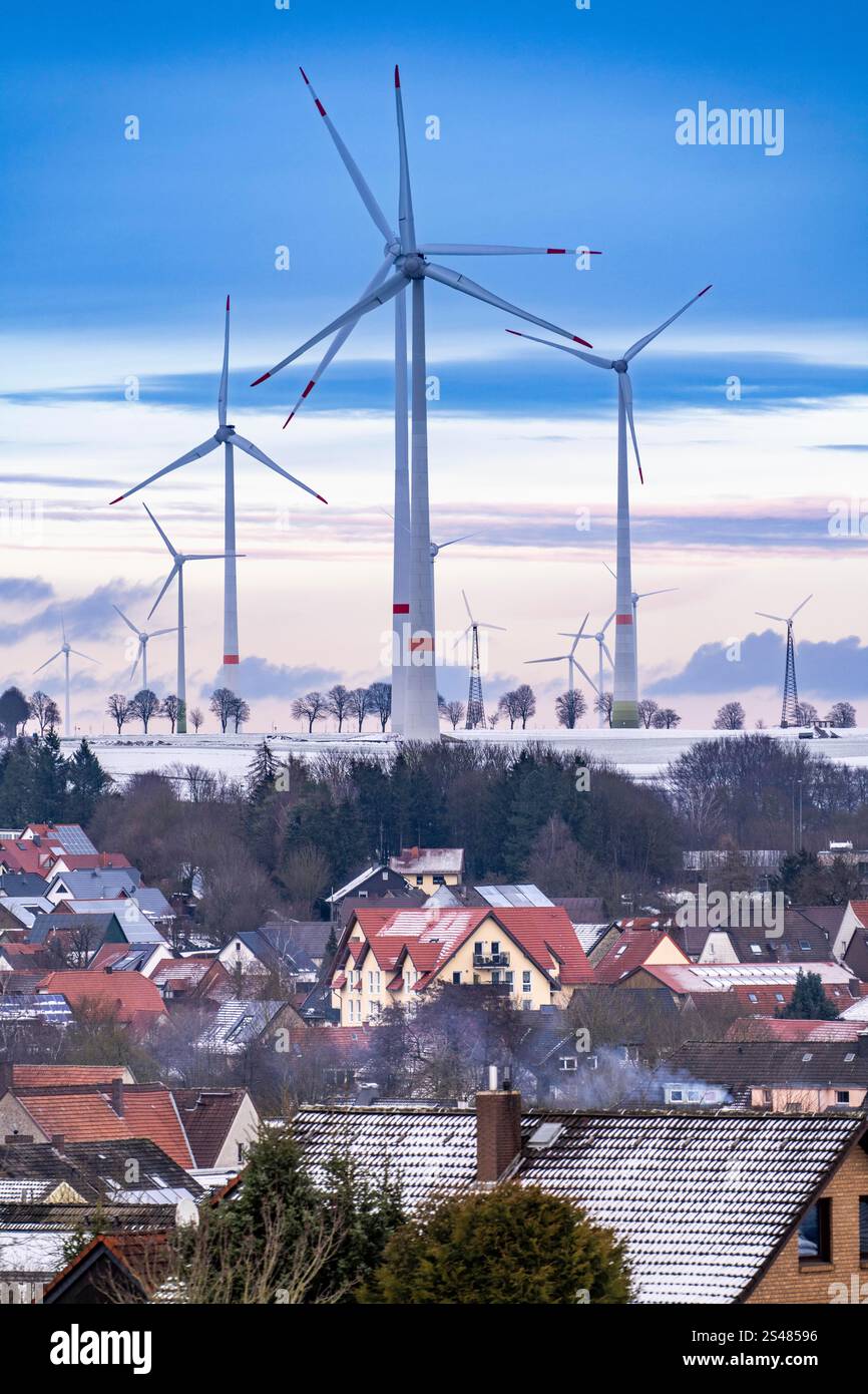 The town of Lichtenau, a self-proclaimed energy town, wind farm, over ...