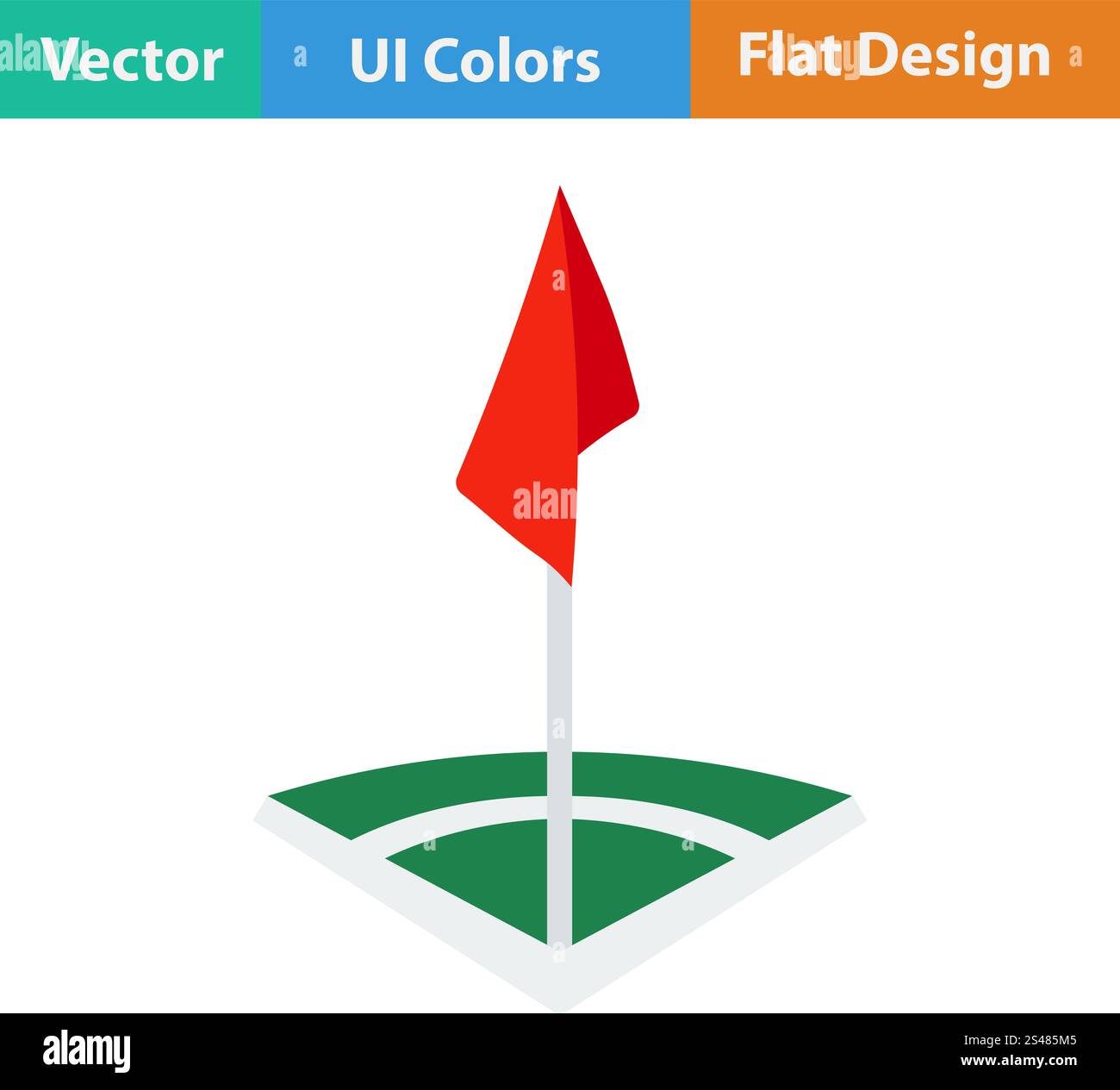 Flat design icon of football field corner flag in ui colors. Vector ...