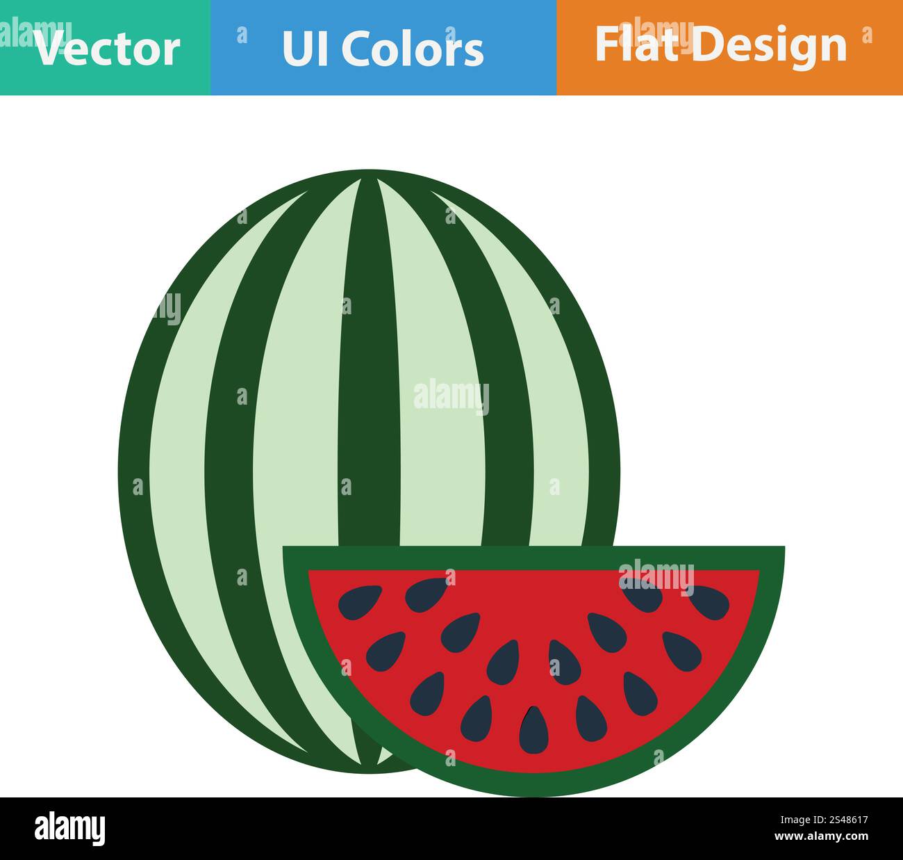 Flat design icon of Watermelon in ui colors. Vector illustration Stock ...