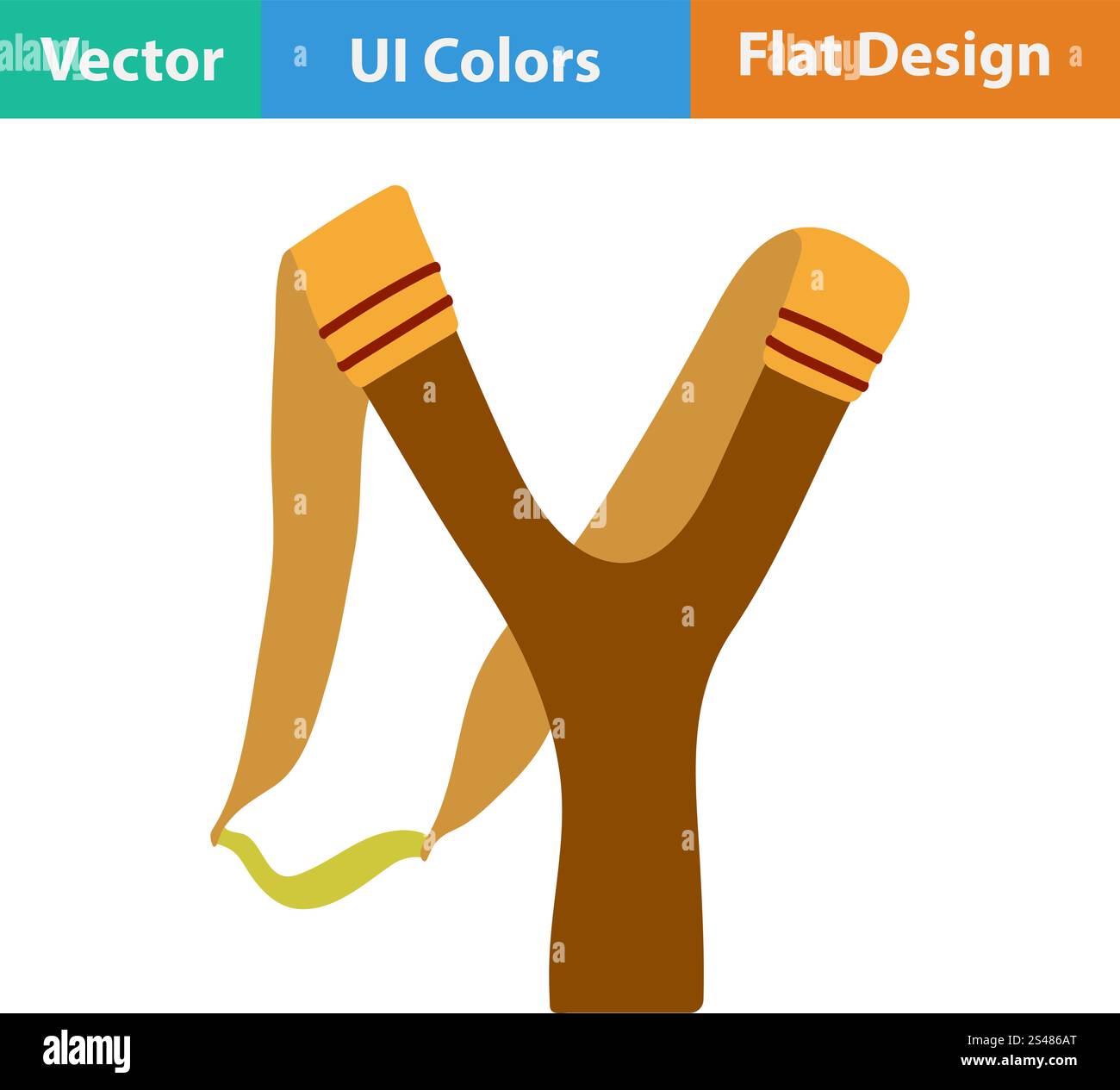 Flat design icon of hunting slingshot in ui colors. Vector illustration ...