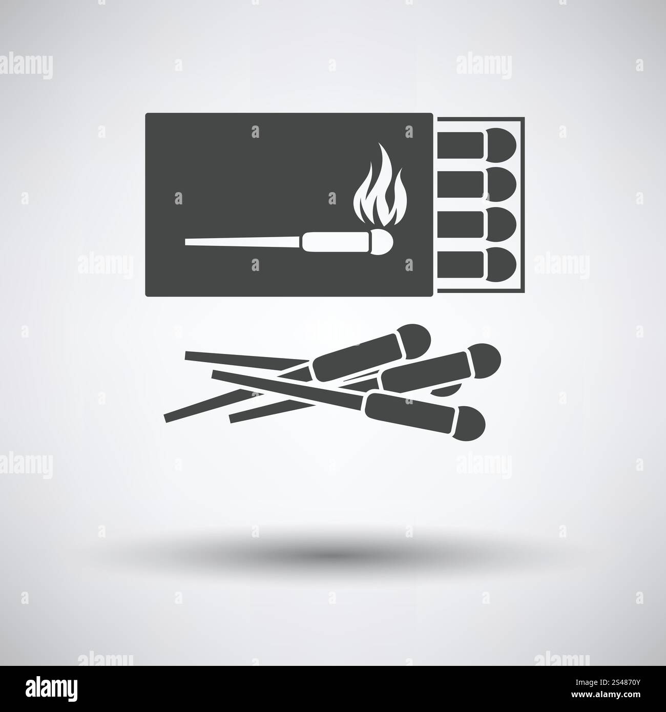 Match box icon on gray background with round shadow. Vector ...
