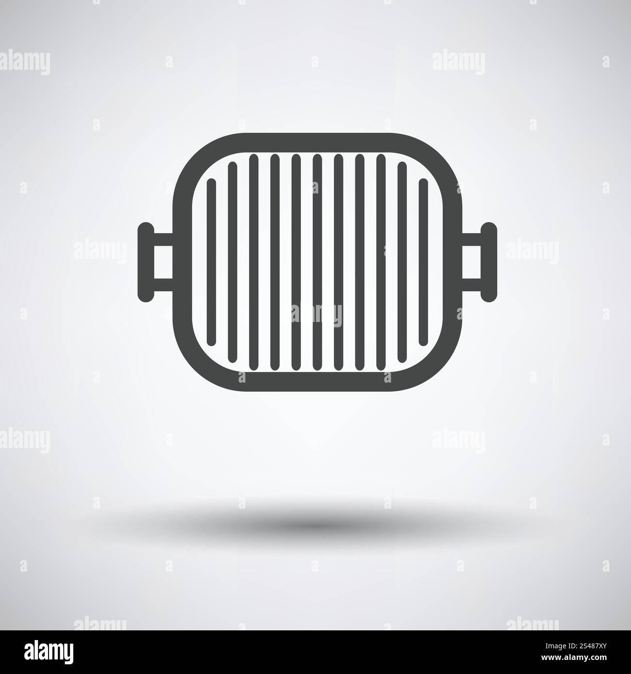 Grill pan icon. Grill pan icon on gray background with round shadow ...