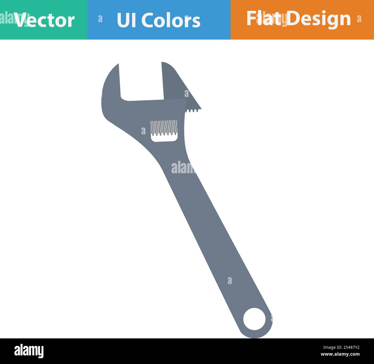 Flat design icon of adjustable wrench in ui colors. Vector illustration ...