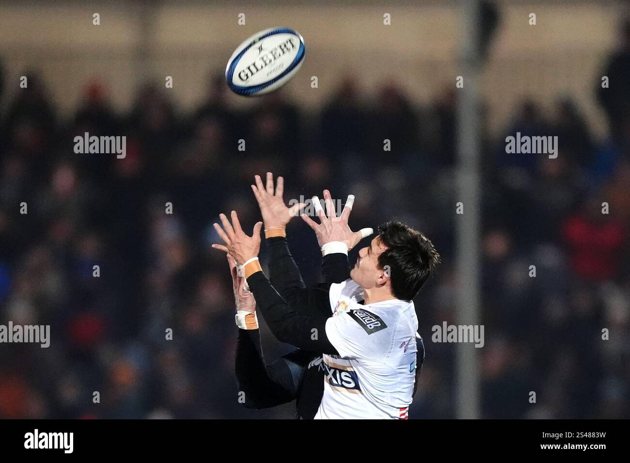 Racing 92's Max Spring collects the ball during the Investec Champions ...