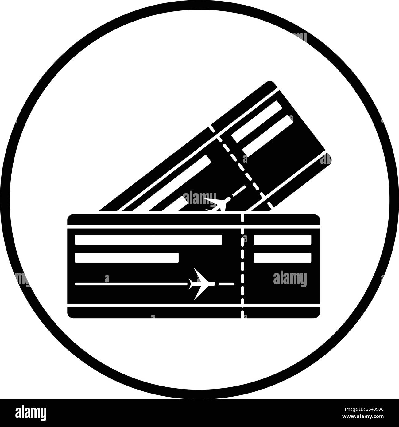 Two airplane tickets icon. Thin circle design. Vector illustration ...
