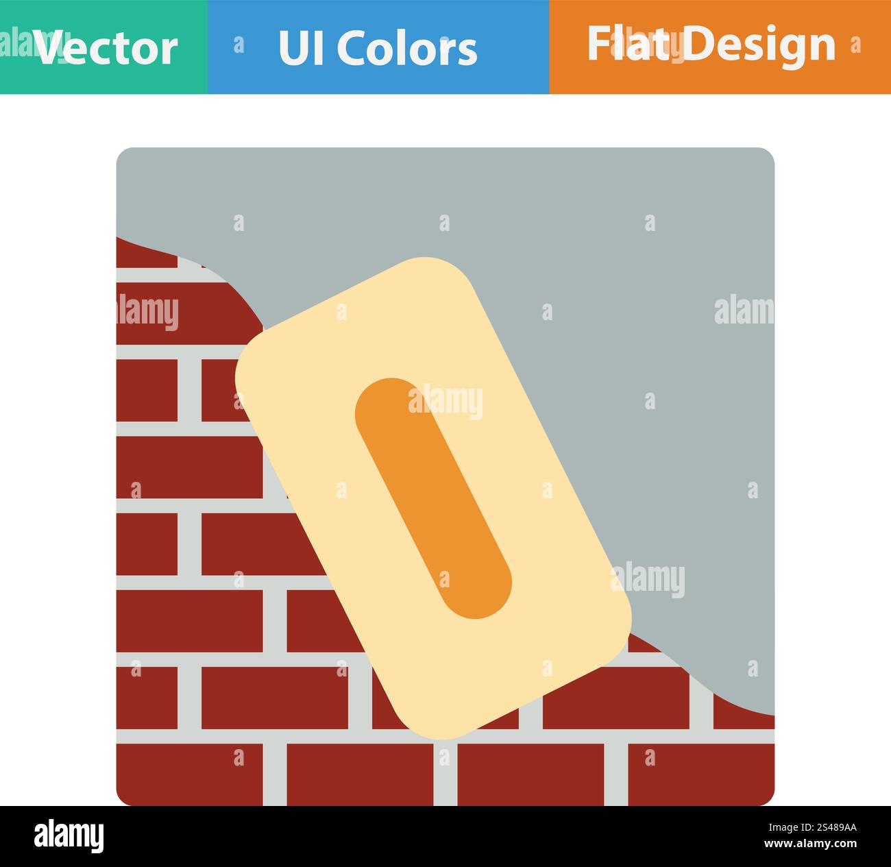 Flat design icon of plastered brick wall in ui colors. Vector ...