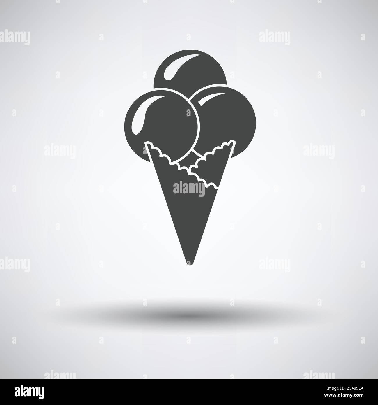 Ice-cream cone icon. Ice-cream cone icon on gray background with round ...