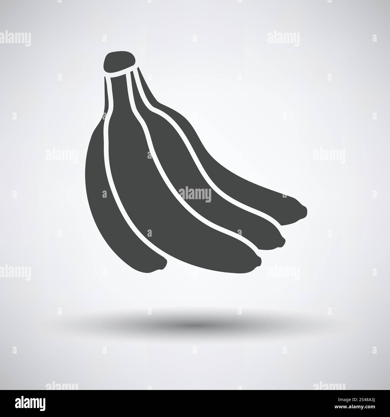 Banana icon on gray background with round shadow. Vector illustration ...