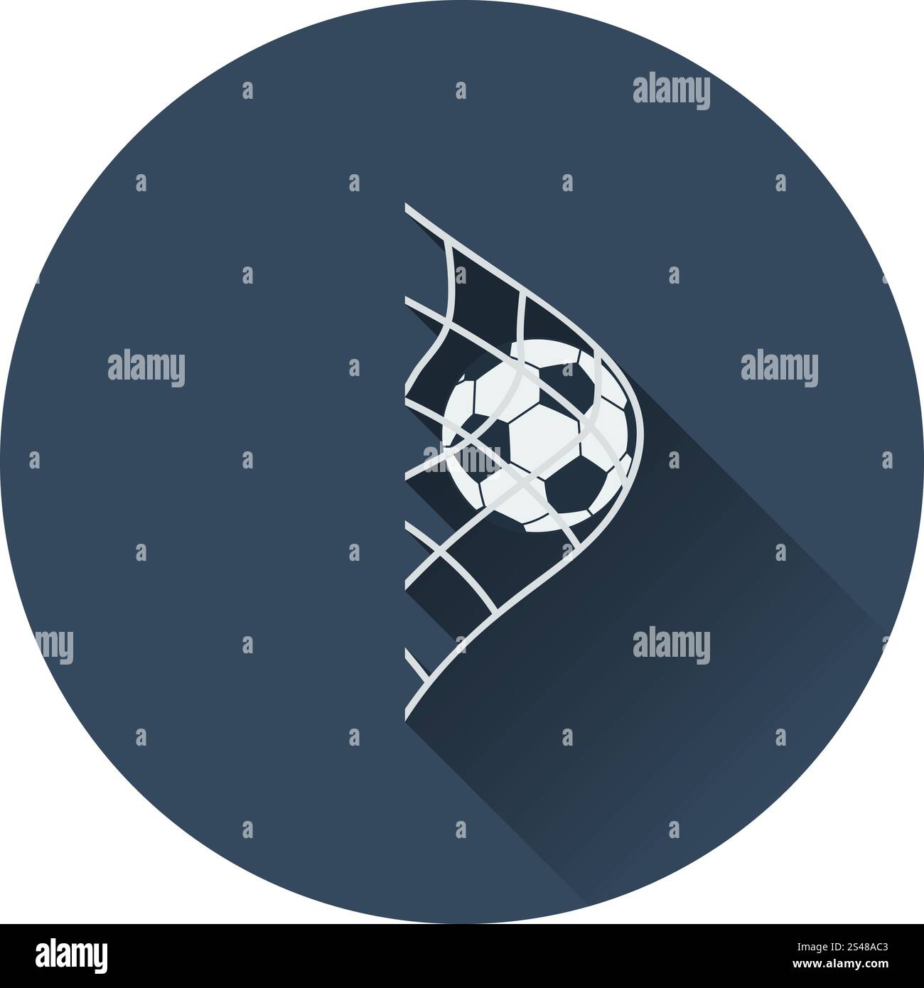 Icon of football ball in gate net. Flat color design. Vector ...