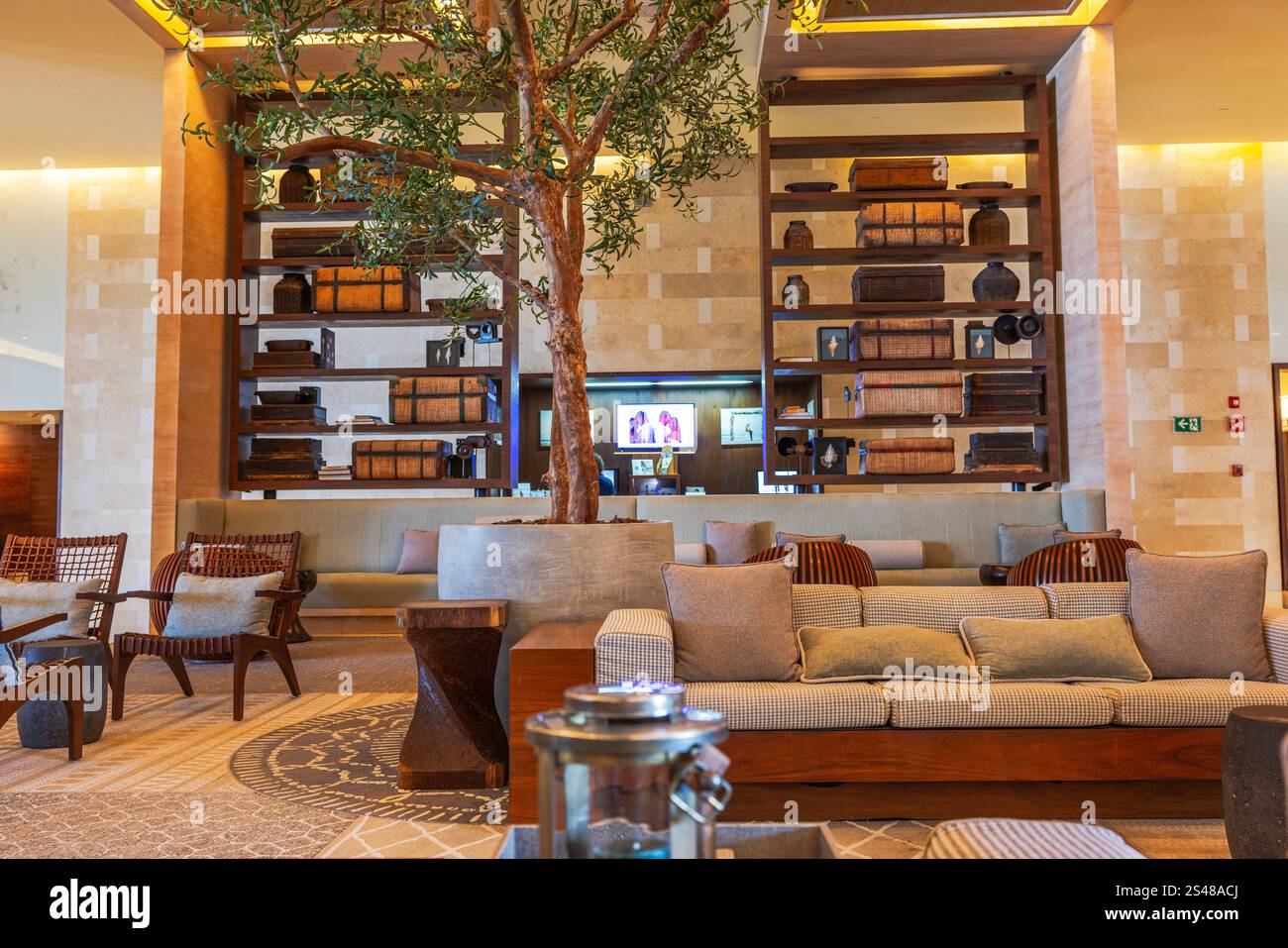 Modern Secrets The Vine resort lobby interior with central decorative ...