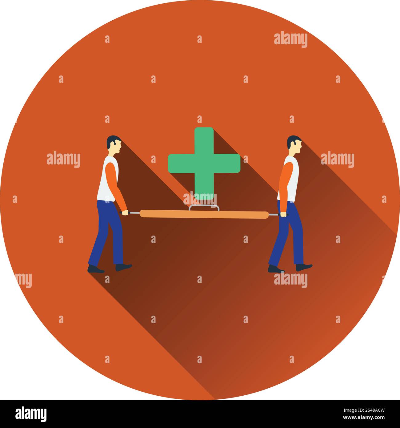 Icon of football medical staff carrying stretcher. Flat color design ...