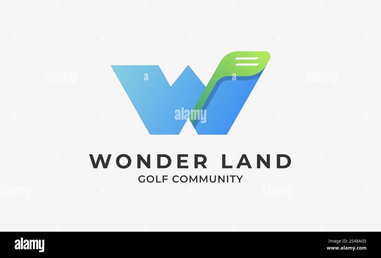 Monogram logo design initial W and Golf. Golf ball, golf stick and ...