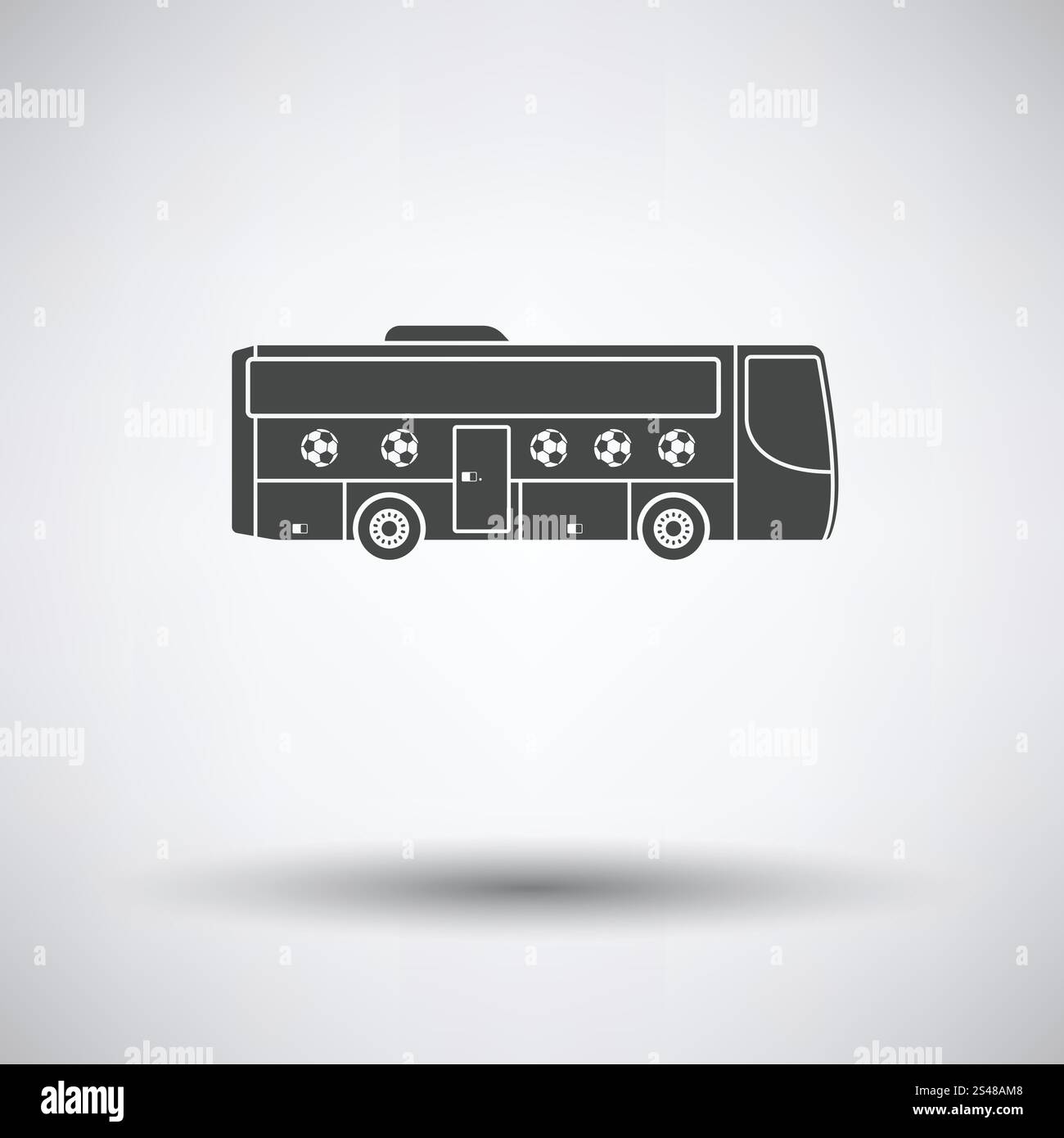 Football fan bus icon on gray background, round shadow. Vector ...