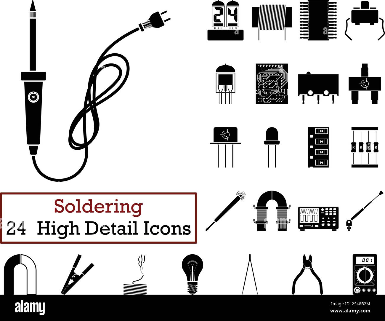 Set of 24 Soldering Icons in Black Color.Vector illustration Stock ...