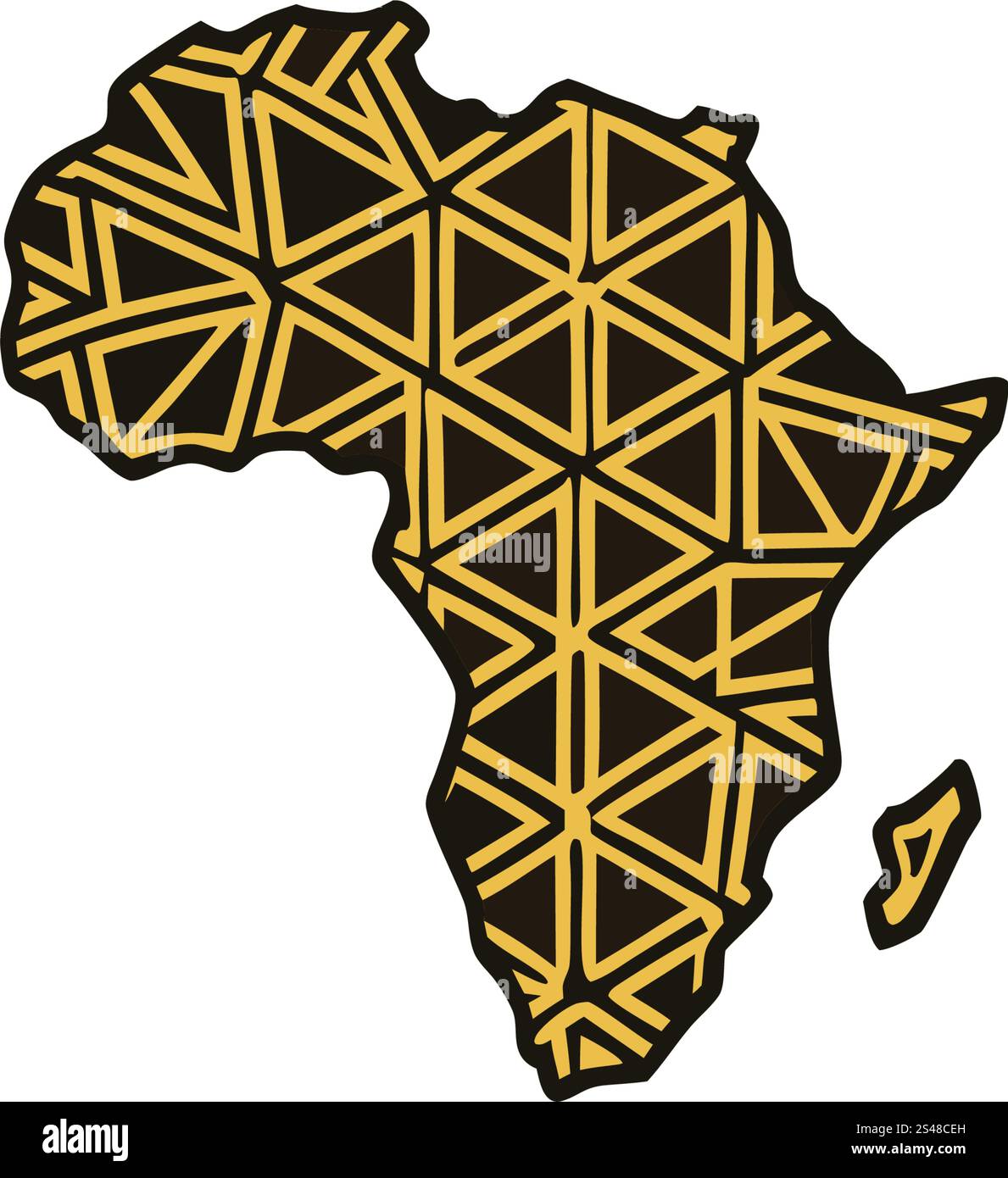 Bold artistic design of Africa map featuring golden geometric patterns ...