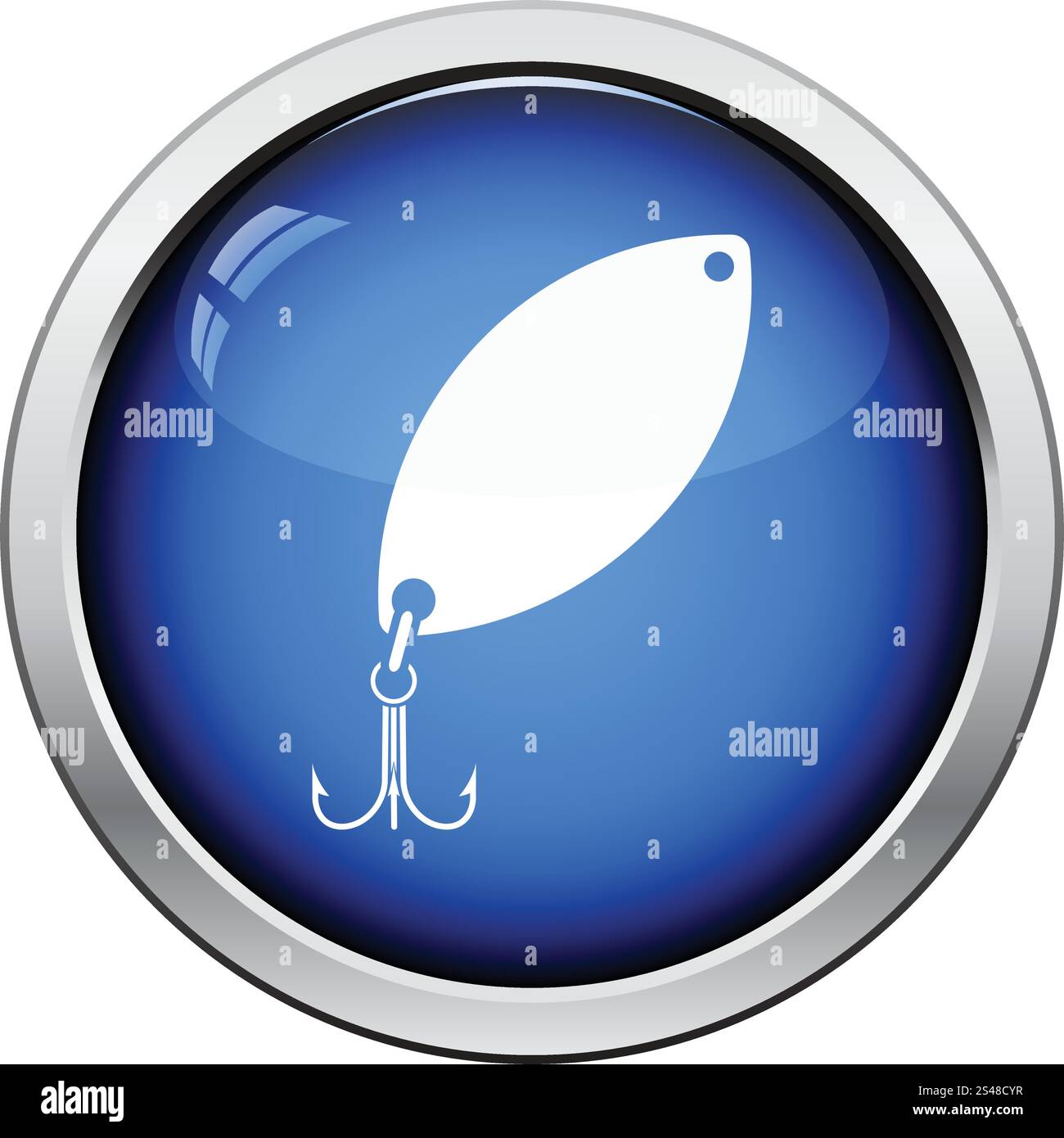 Icon of Fishing spoon. Glossy button design. Vector illustration Stock ...
