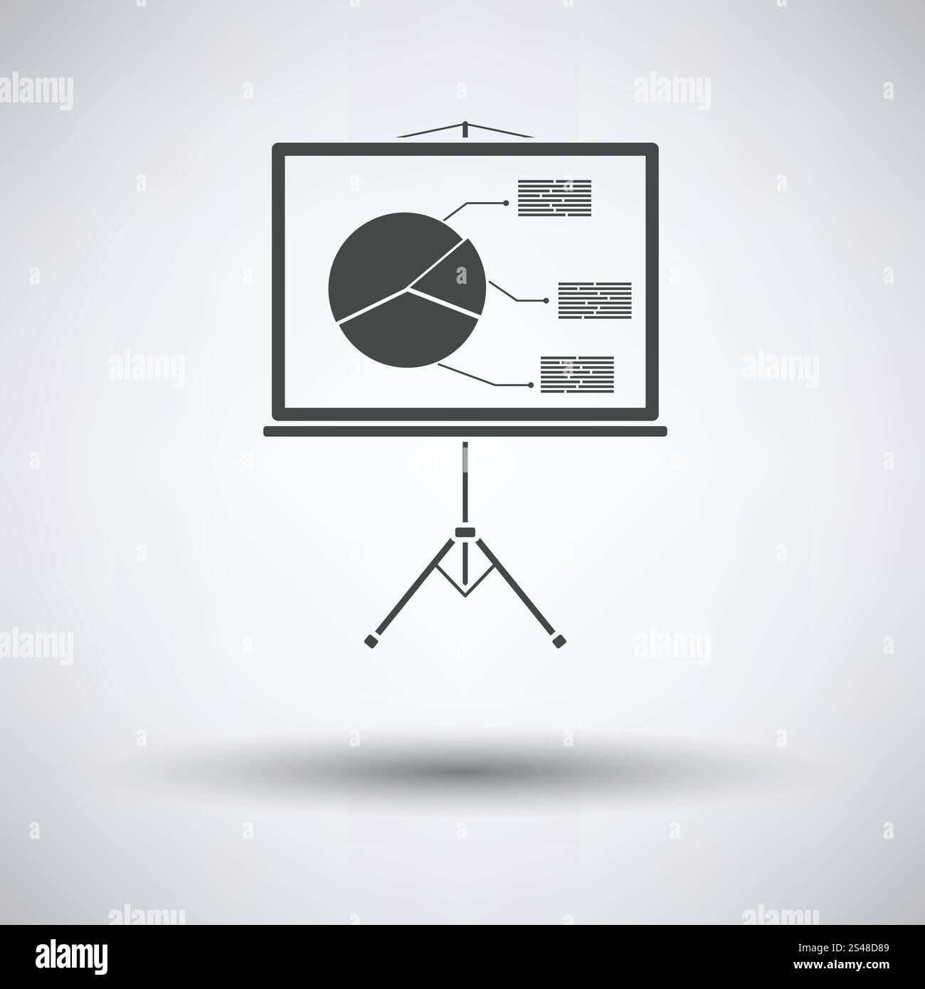 Presentation stand icon on gray background with round shadow. Vector ...