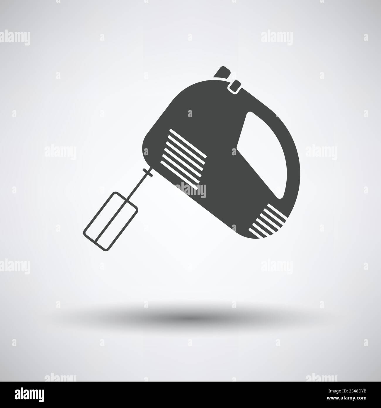 Kitchen hand mixer icon on gray background with round shadow. Vector ...