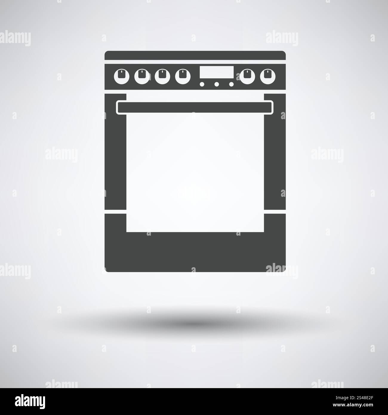 Kitchen main stove unit icon on gray background with round shadow ...