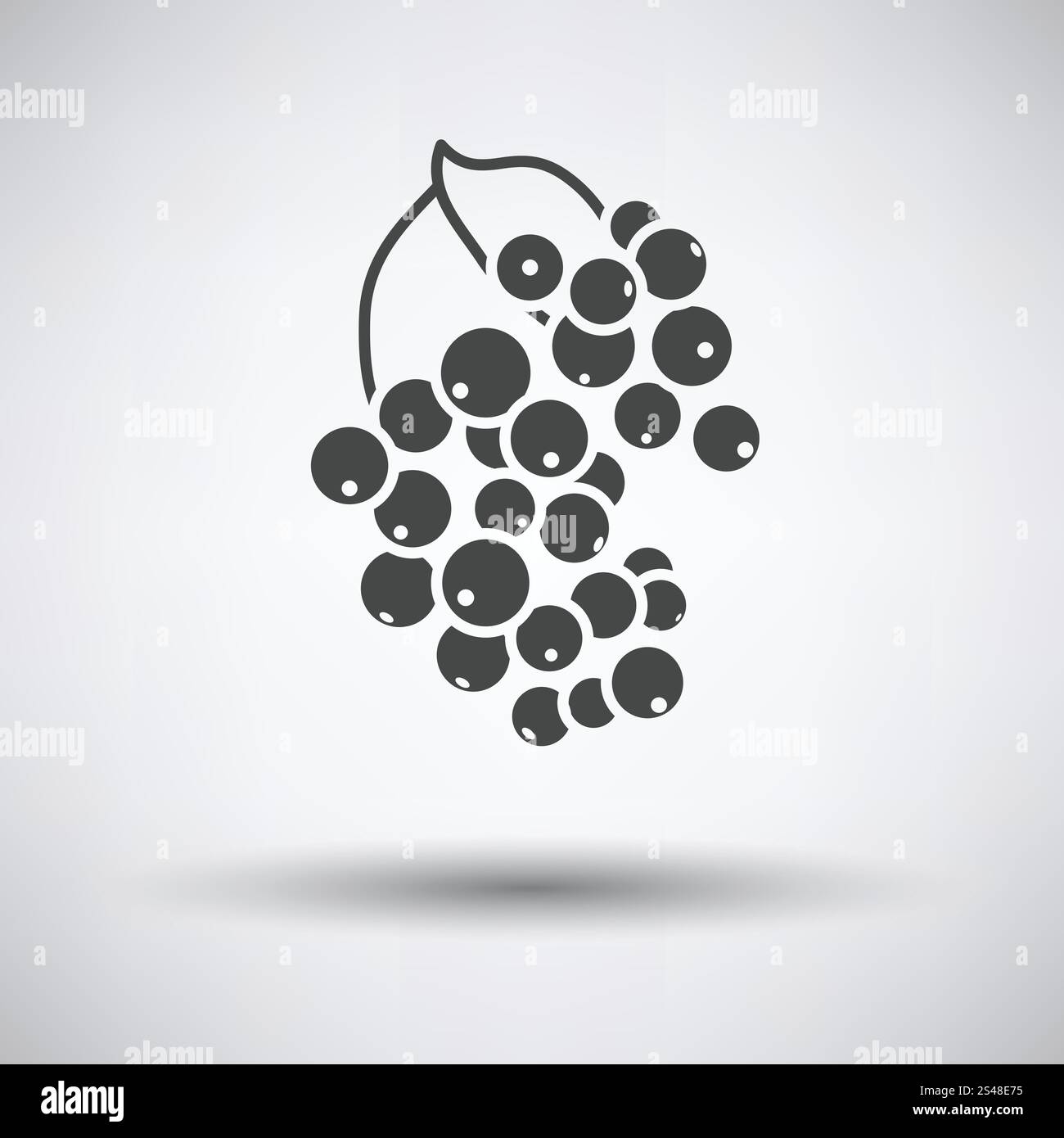 Black currant icon on gray background with round shadow. Vector ...