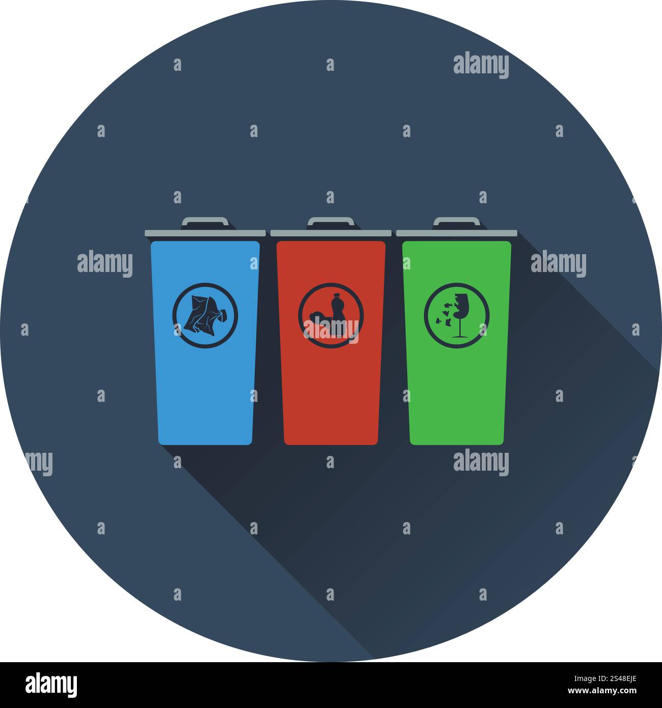 Garbage containers with separated trash icon. Flat design. Vector ...