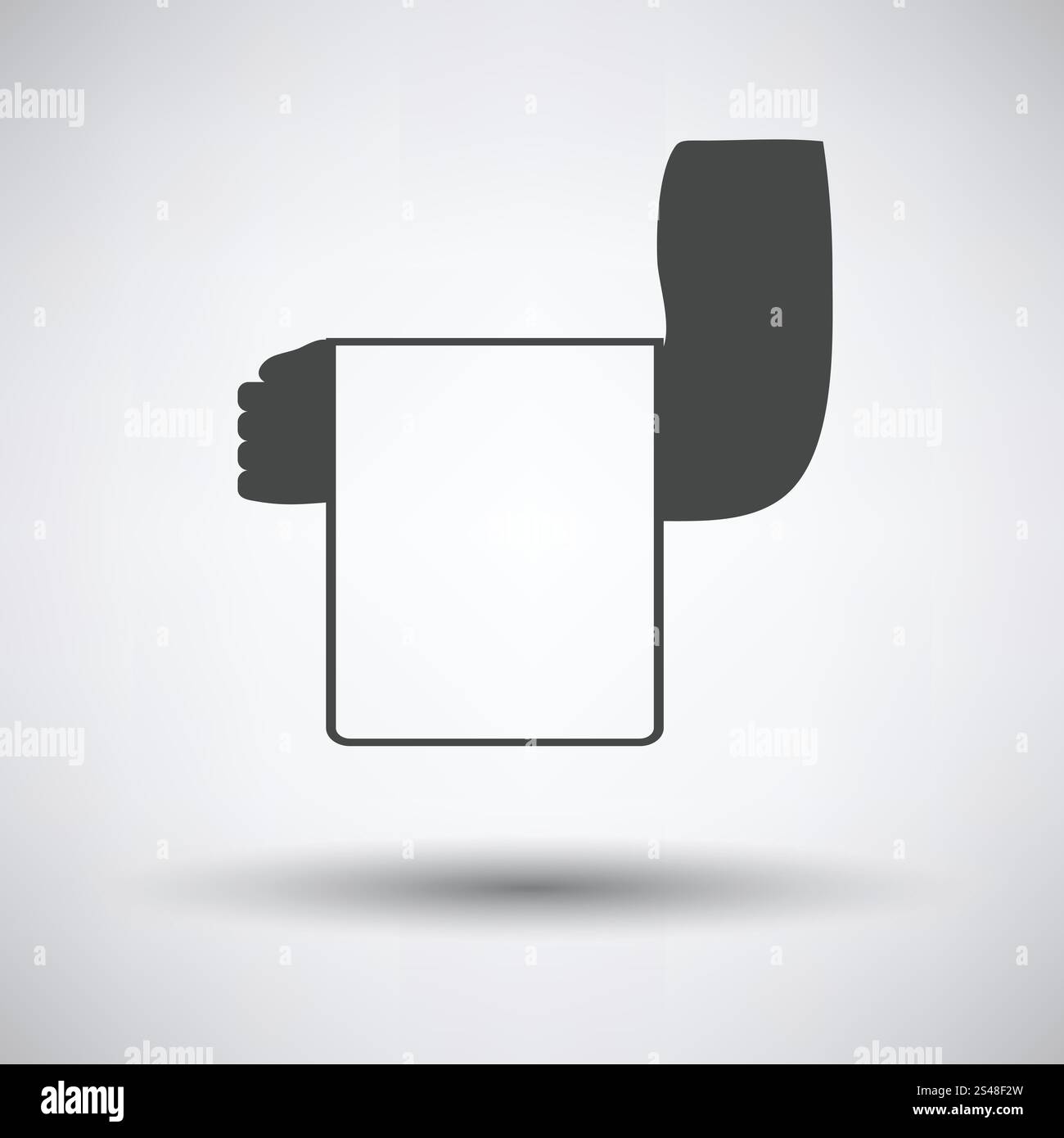 Waiter hand with towel icon. Waiter hand with towel icon on gray ...